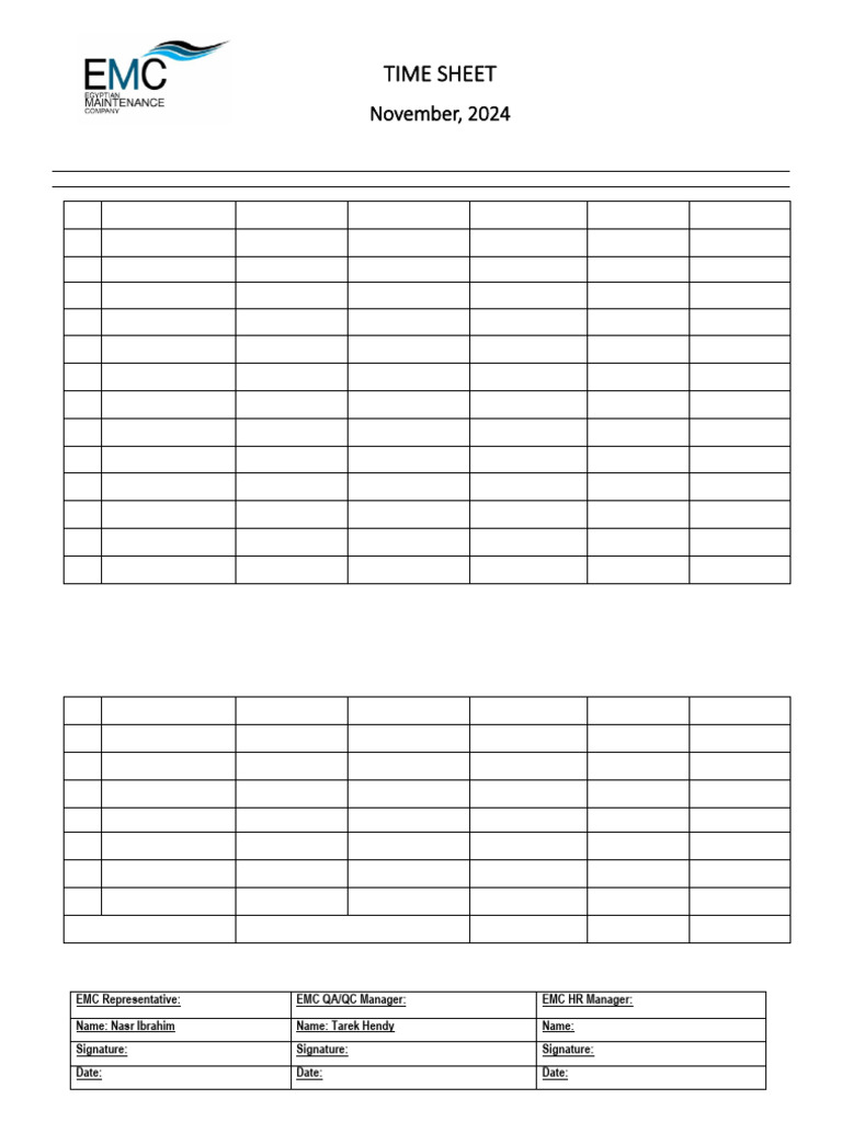 November 2024 QA/QC Time Sheet | PDF