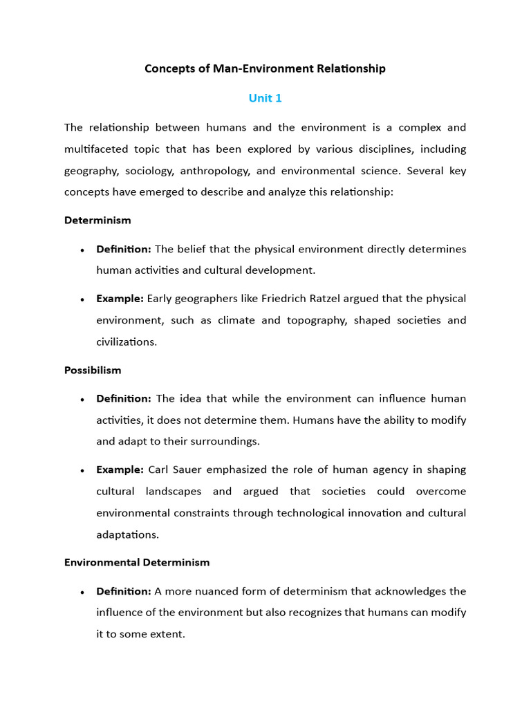 Concepts of Man and Environment Relationship (English PDF | PDF ...