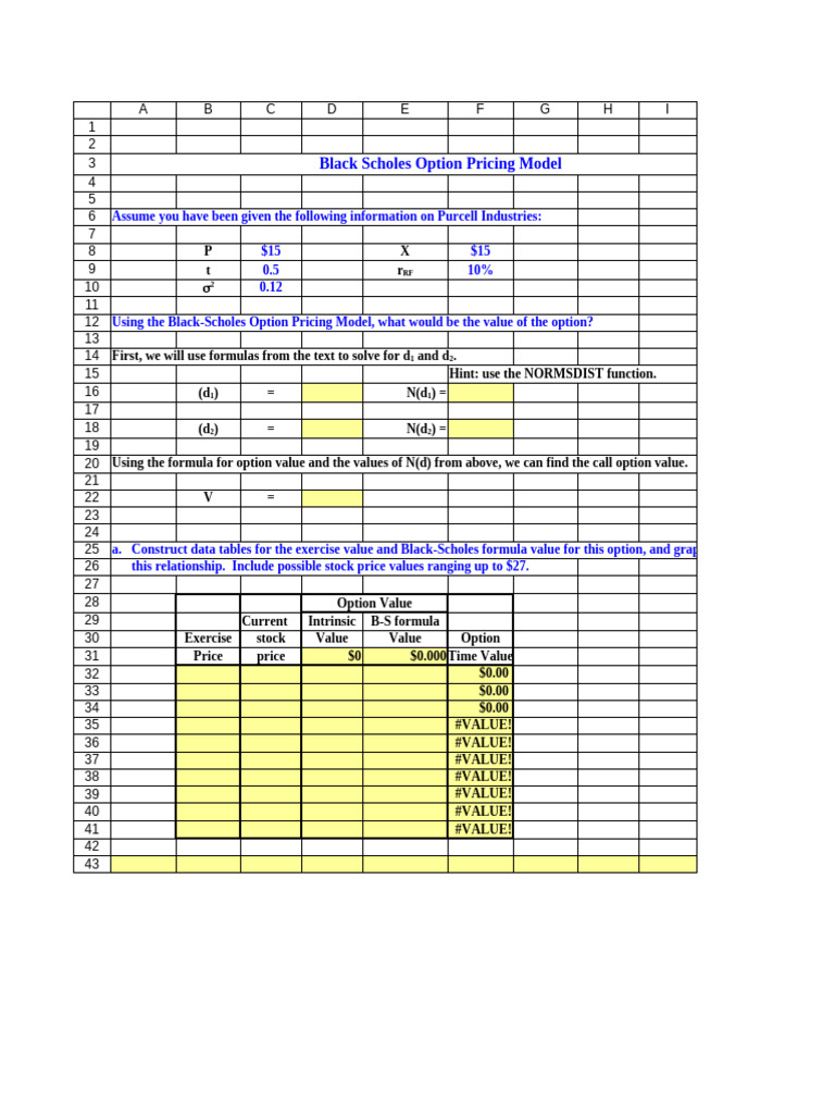 Black Scholes Option Pricing Model -student version (1) | PDF | Option (Finance) | Black–Scholes ...