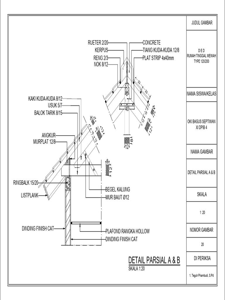 DETAIL PARSIAL KUDA-KUDA A & B OKI BAGUS SEPTIWAN DED-Model | PDF