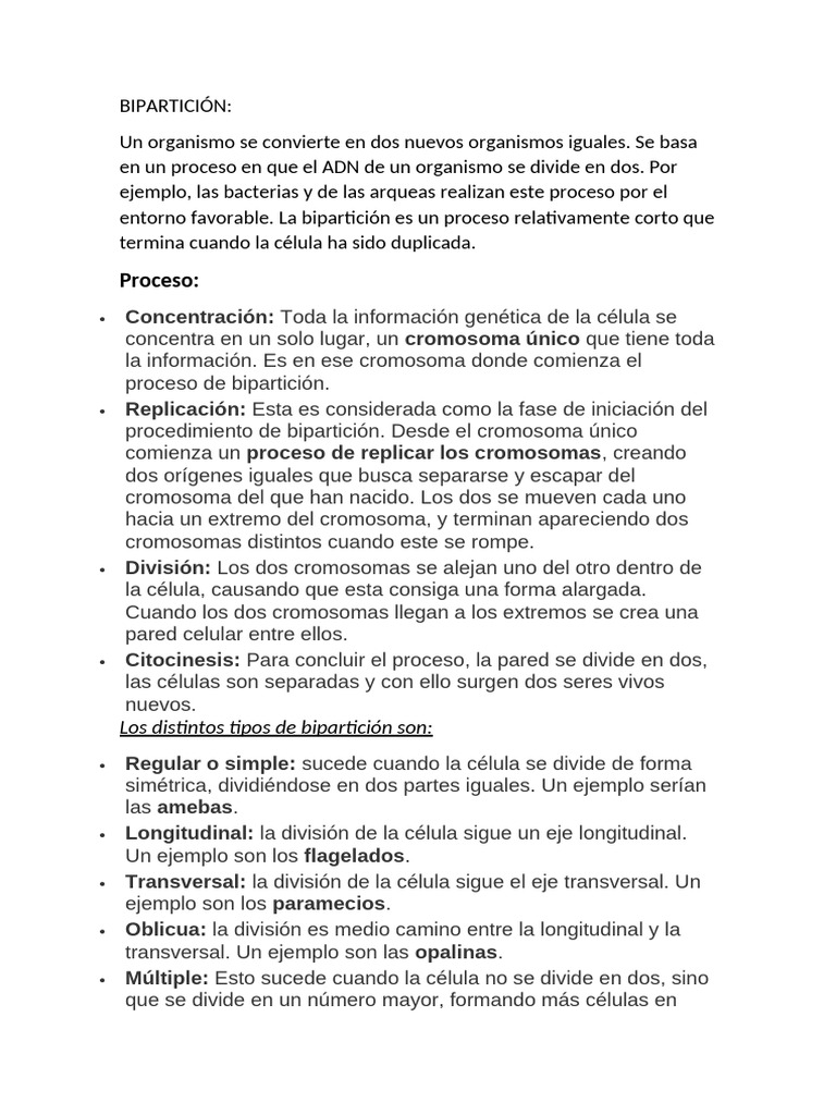Reproducción Asexual: Bipartición y Gemación | PDF | Biología Celular ...