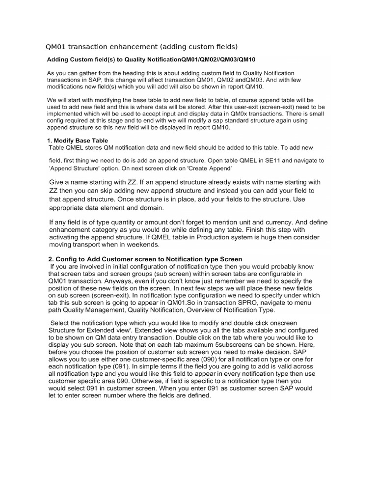 QM01 Custom Fields Enhancement | PDF