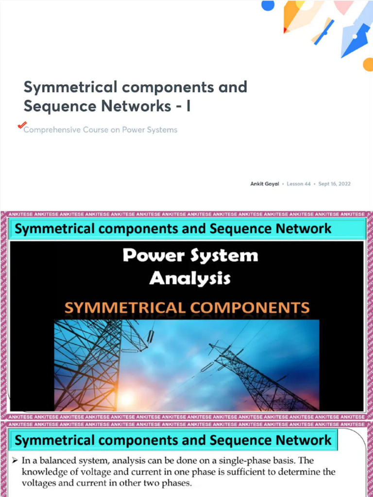 Symmetrical Components and Sequence Networks I With Anno | PDF