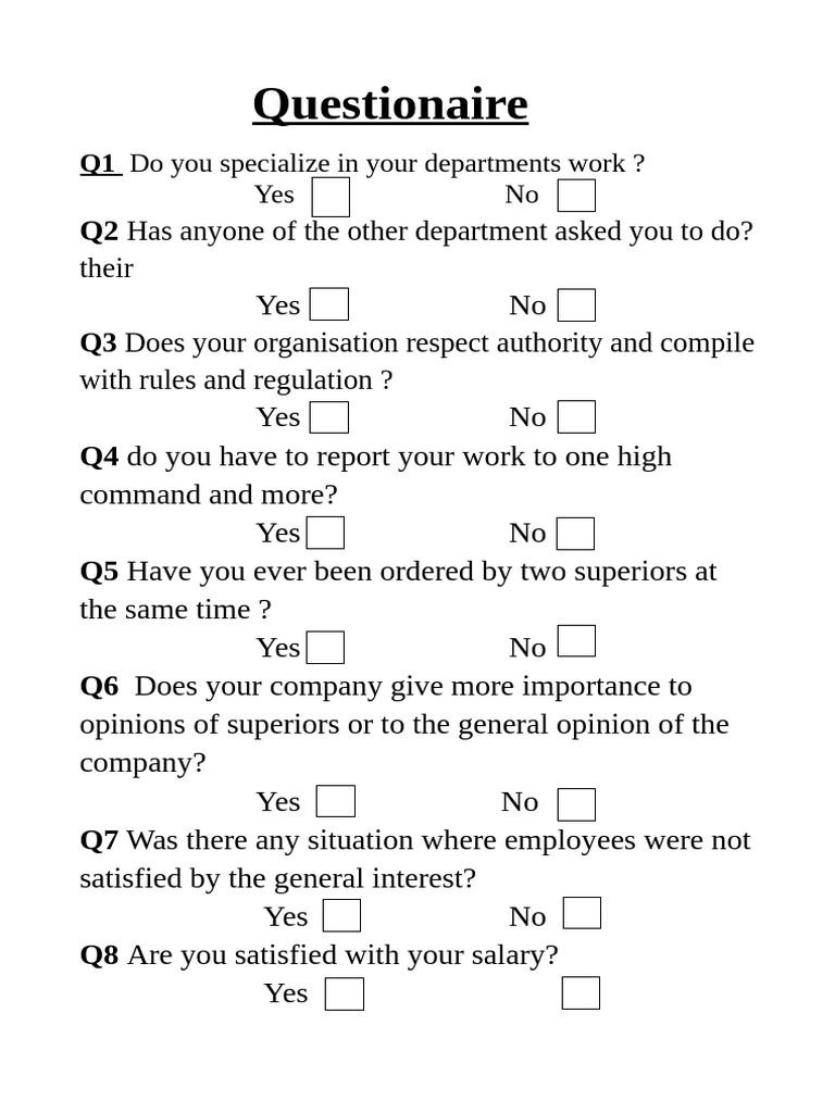Employee Satisfaction Questionnaire | PDF