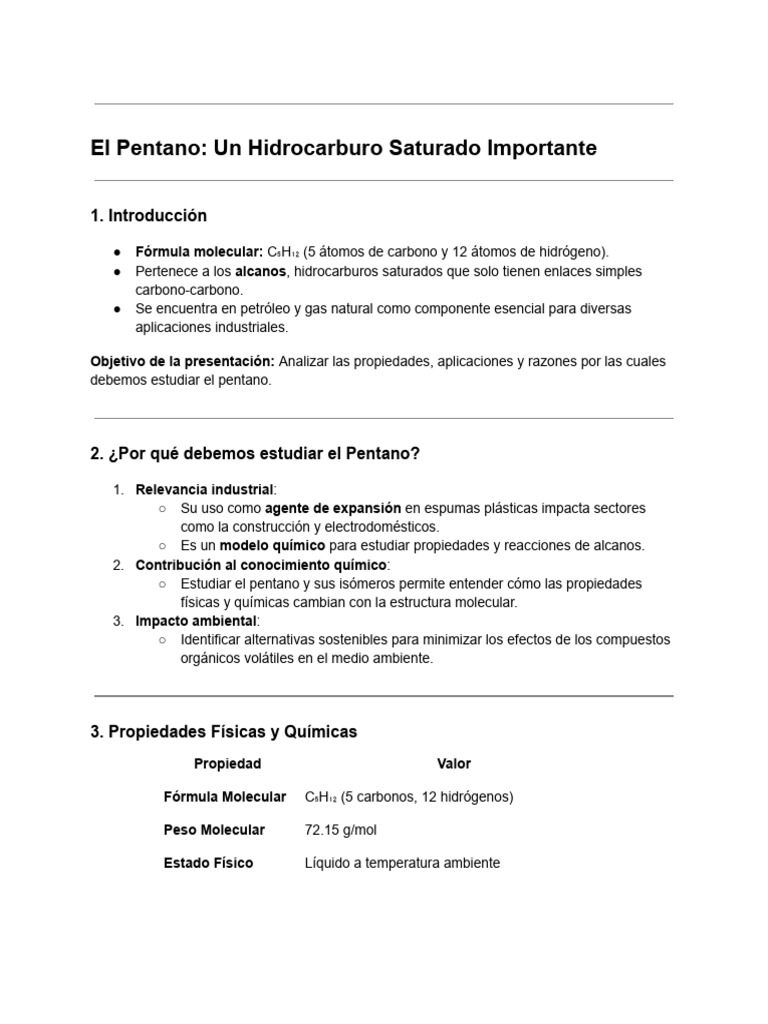 El Pentano | PDF | Alcano | Hidrocarburos