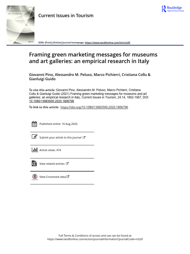 Framing Green Marketing Messages For Museums and Art Galleries An ...
