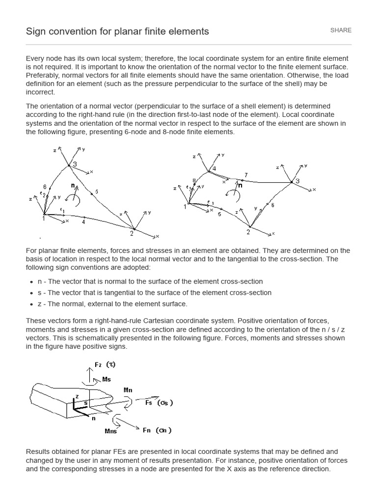 Finite Element Sign Conventions | PDF