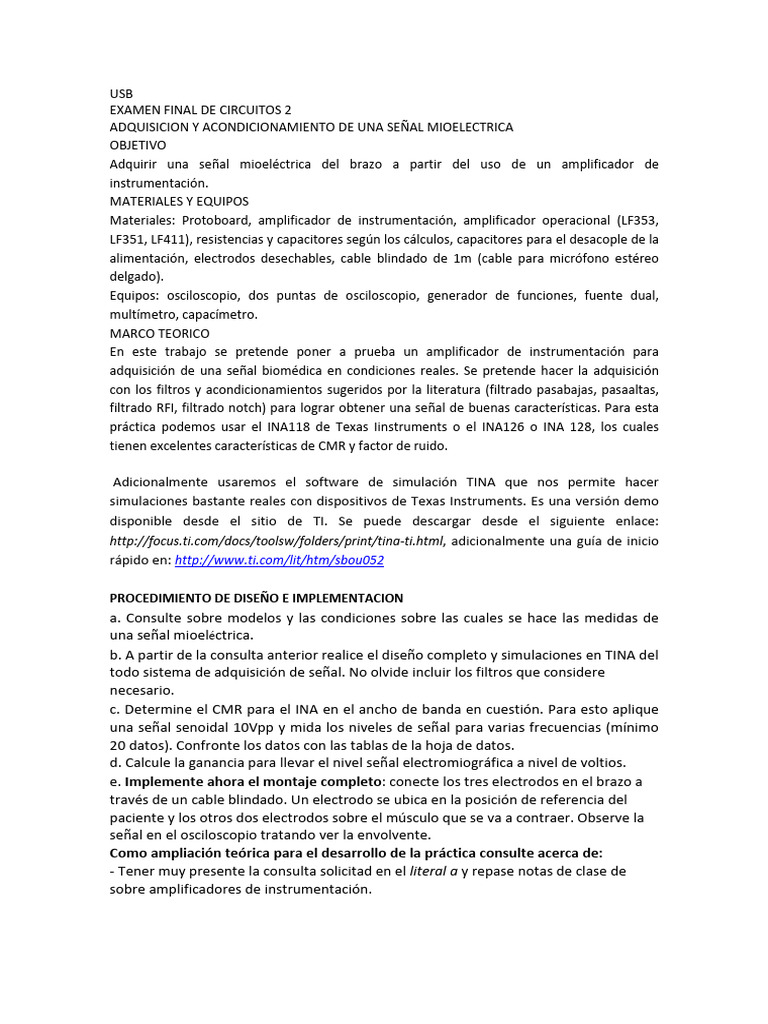 Examen Final Ctos 2 USB 2015 2 | PDF | Amplificador | Filtro electronico