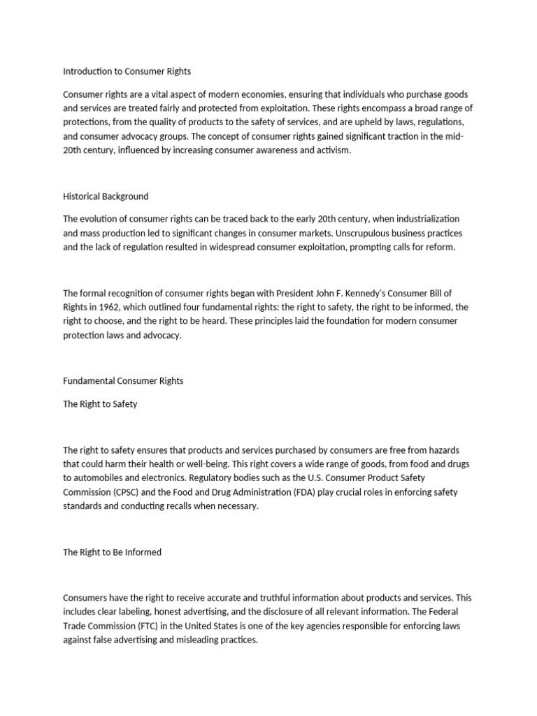 Introduction to Consumer Rights | PDF | Consumer Protection ...