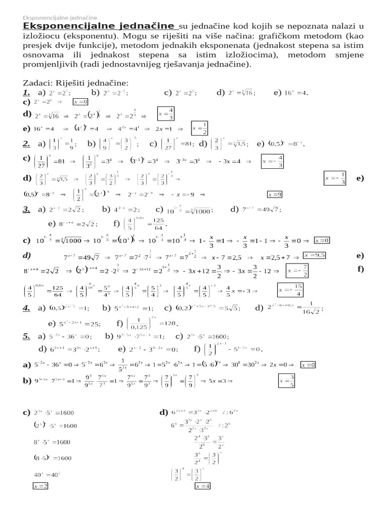 eksponencijalne-jednacine-1 | PDF