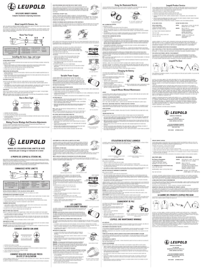 Riflescope Instruction Manual | PDF | Telescopic Sight | Projectile Weapons