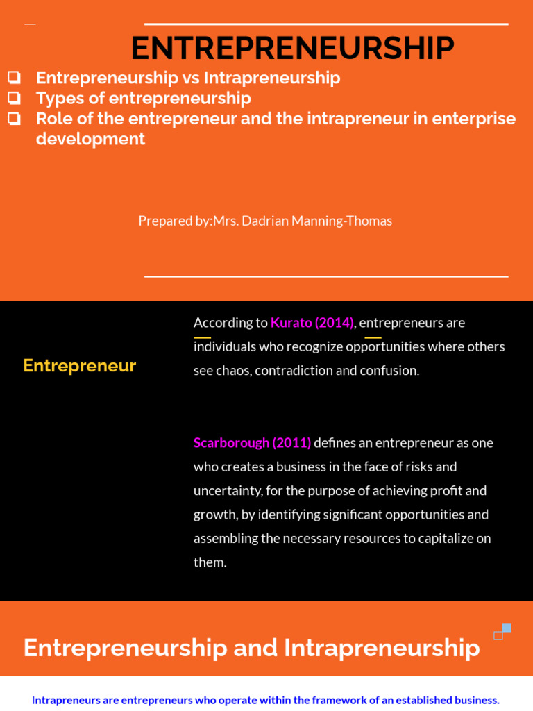 Entrepreneurship Vs Intrapreneurship | PDF | Entrepreneurship ...