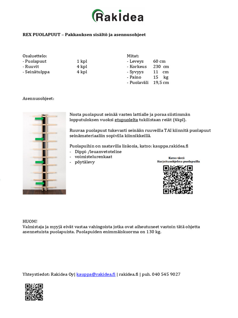 Asennusohje Rex Puolapuut | PDF