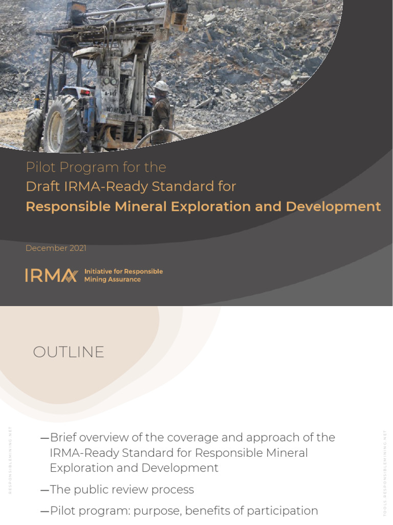 IRMA Ready Pilot Program Webinar Slides December2021 | PDF | Mining | Audit