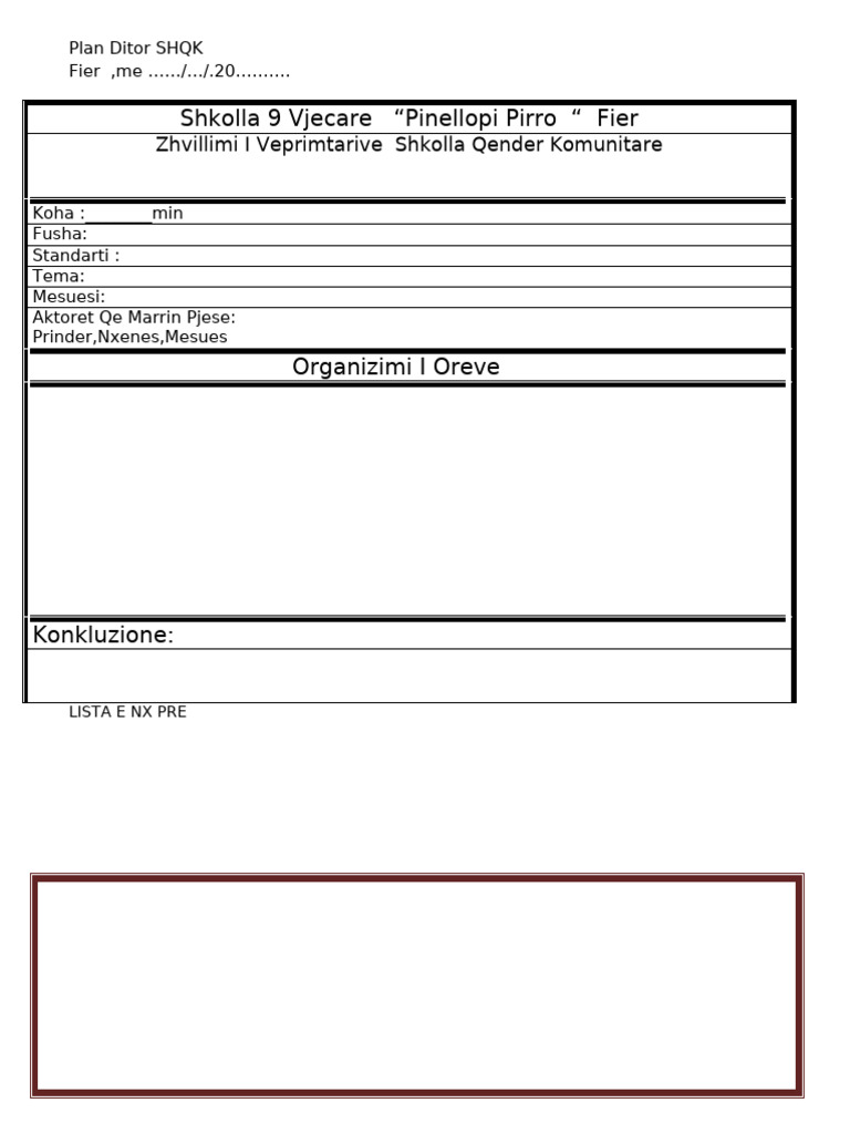 Plan Ditor SHQK Pinellopi Pirro | PDF