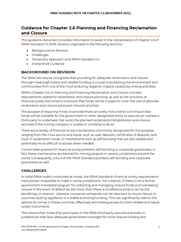 IRMA - STANDARD - v.1.0 - CH 2.6 - Updates - Nov - 2022 | PDF | Surety