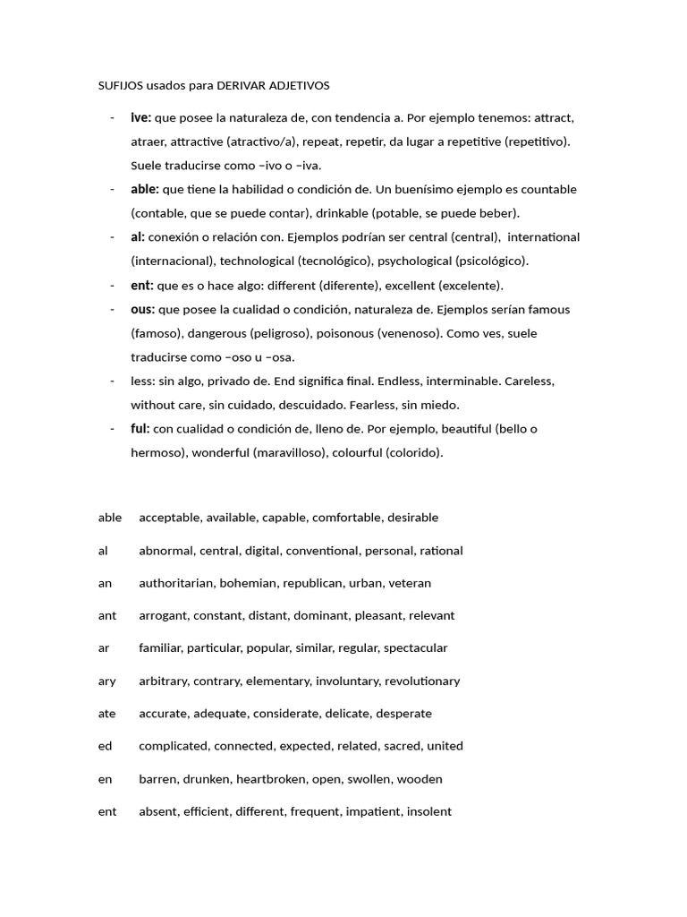 Formar Adjetivos | PDF