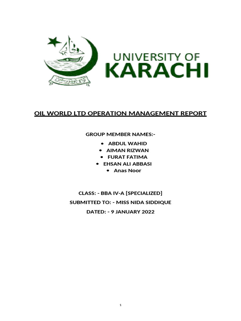 Oil World LTD Operation Management Report | PDF | Forecasting | Supply Chain