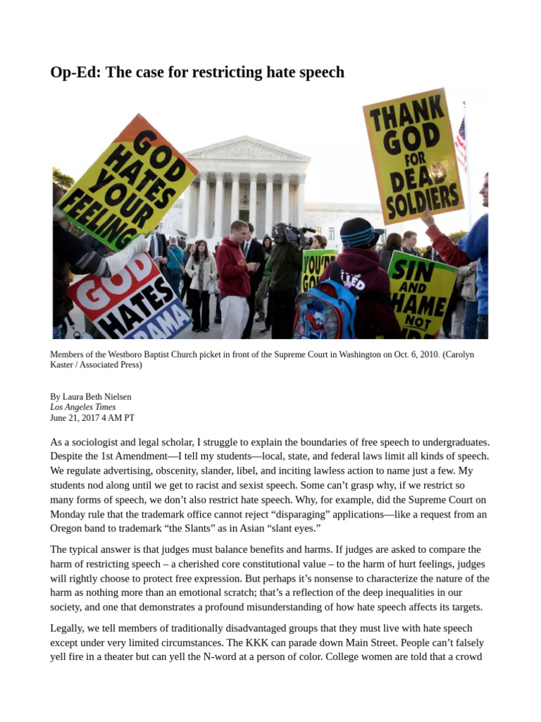 Rethinking Hate Speech Restrictions | PDF | Hate Speech | Freedom Of Speech