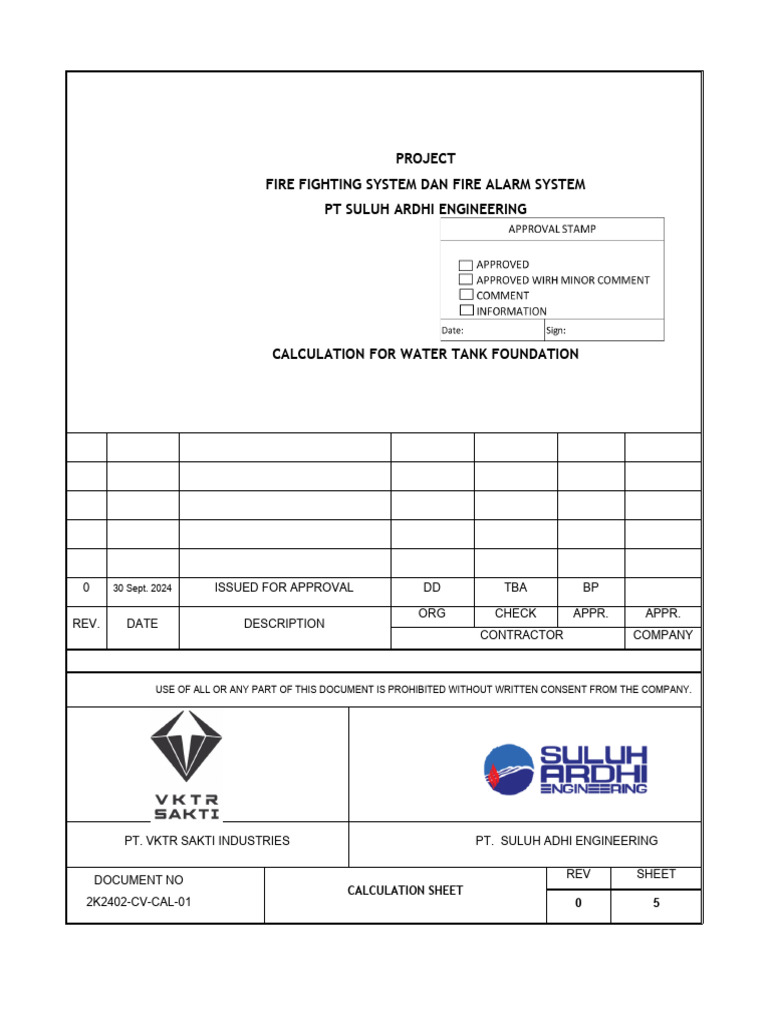 2K240-CV-CAL-01 Calculation For Water Tank Foundation | PDF