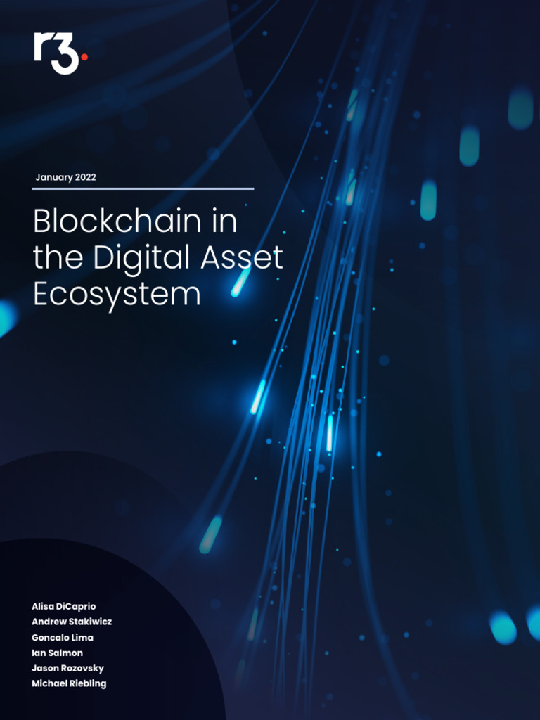 Blockchain Digital Asset Ecosystem R3 Wp Pdf Securitization Bonds