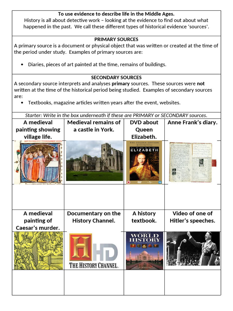 2.5 medieval sources starter | PDF