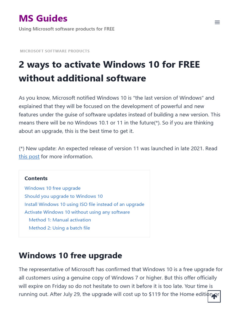 2 Ways To Activate Windows 10 For FREE Without Additional Software - MS Guides | PDF | Windows ...