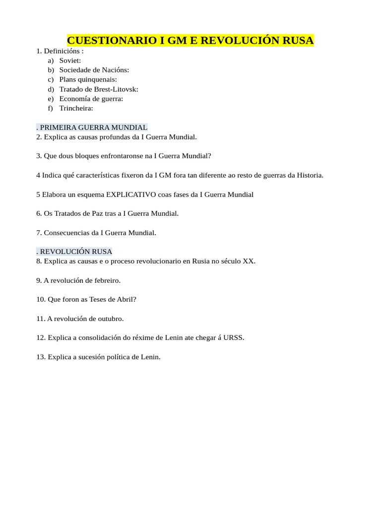 Preguntas 5.1 Igm e Rev Rusa | PDF