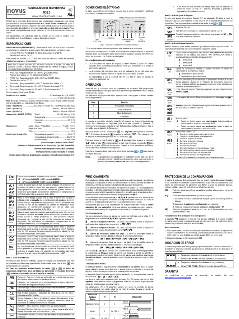 Manual n323 v18x I Español | PDF | Par termoeléctrico | Sensor