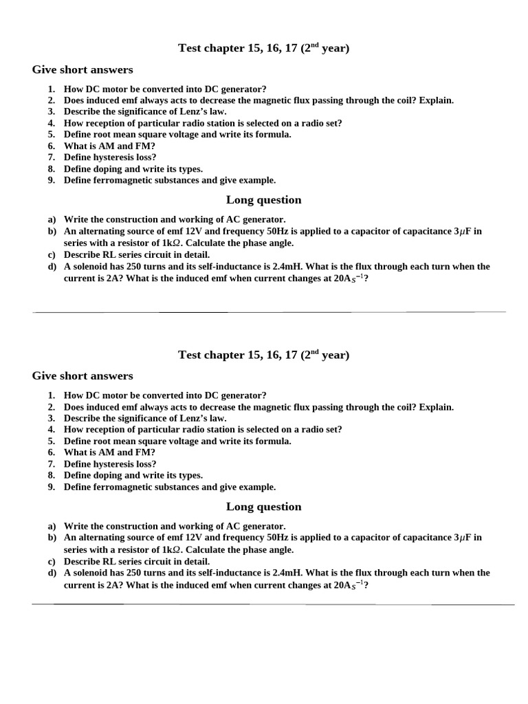 Test Chapter 15 16 17 | PDF