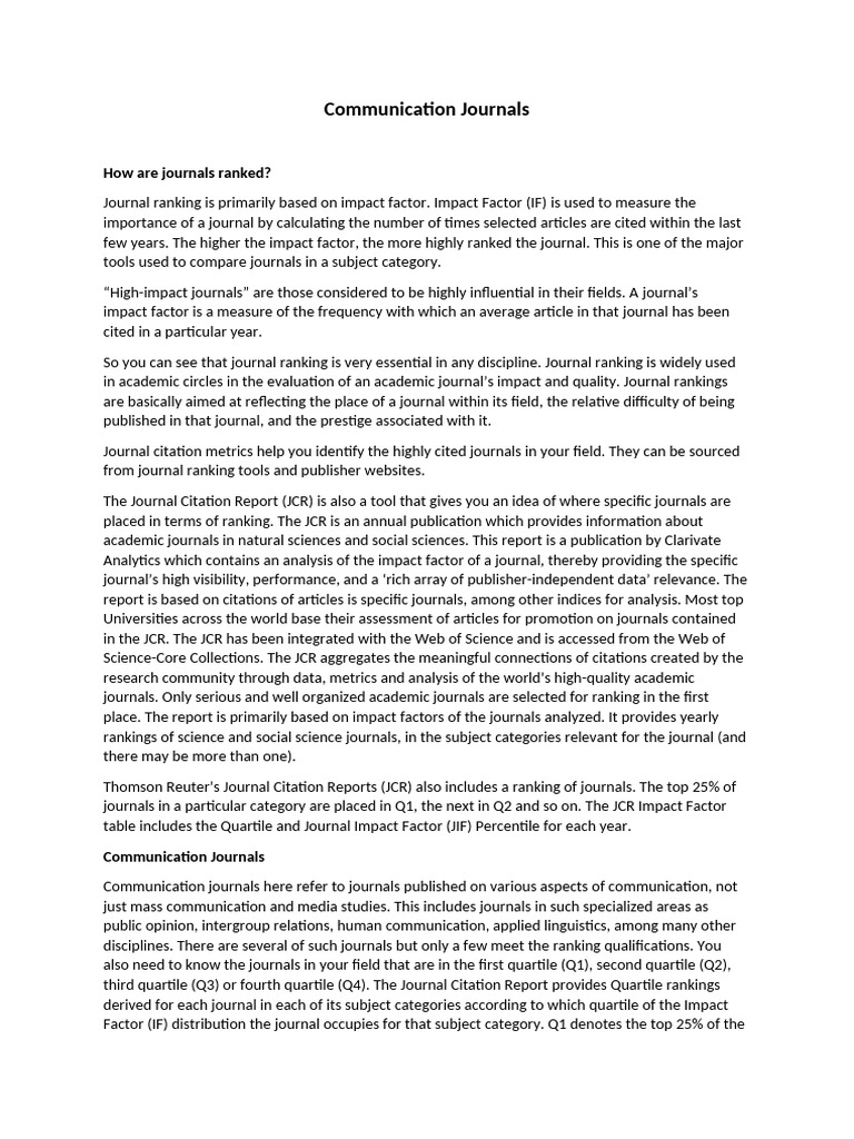 Communication Journals | PDF | Academic Journal | Inquiry