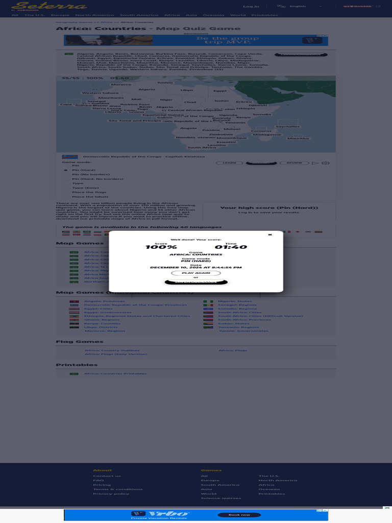 Africa Countries - Map Quiz Game - Seterra 2 | PDF | Africa | Earth ...