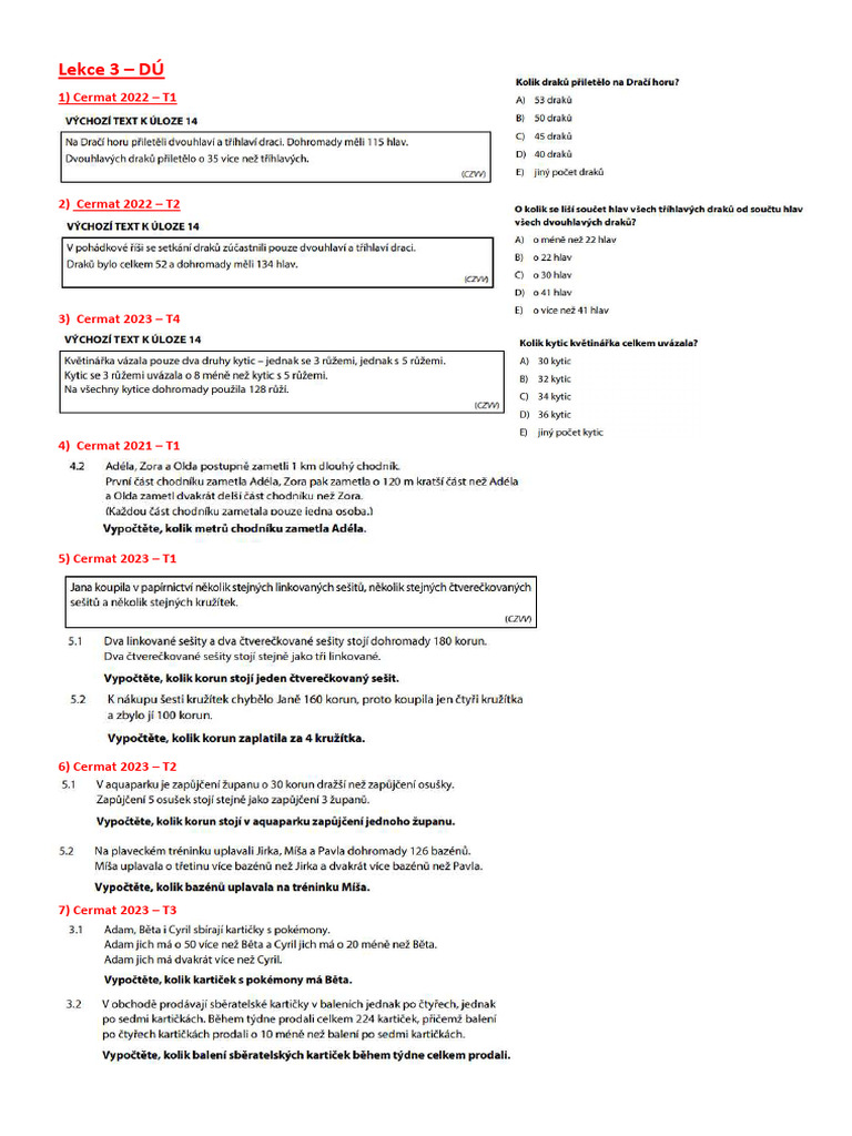 2 Lekce3 Ulohy Cermat | PDF