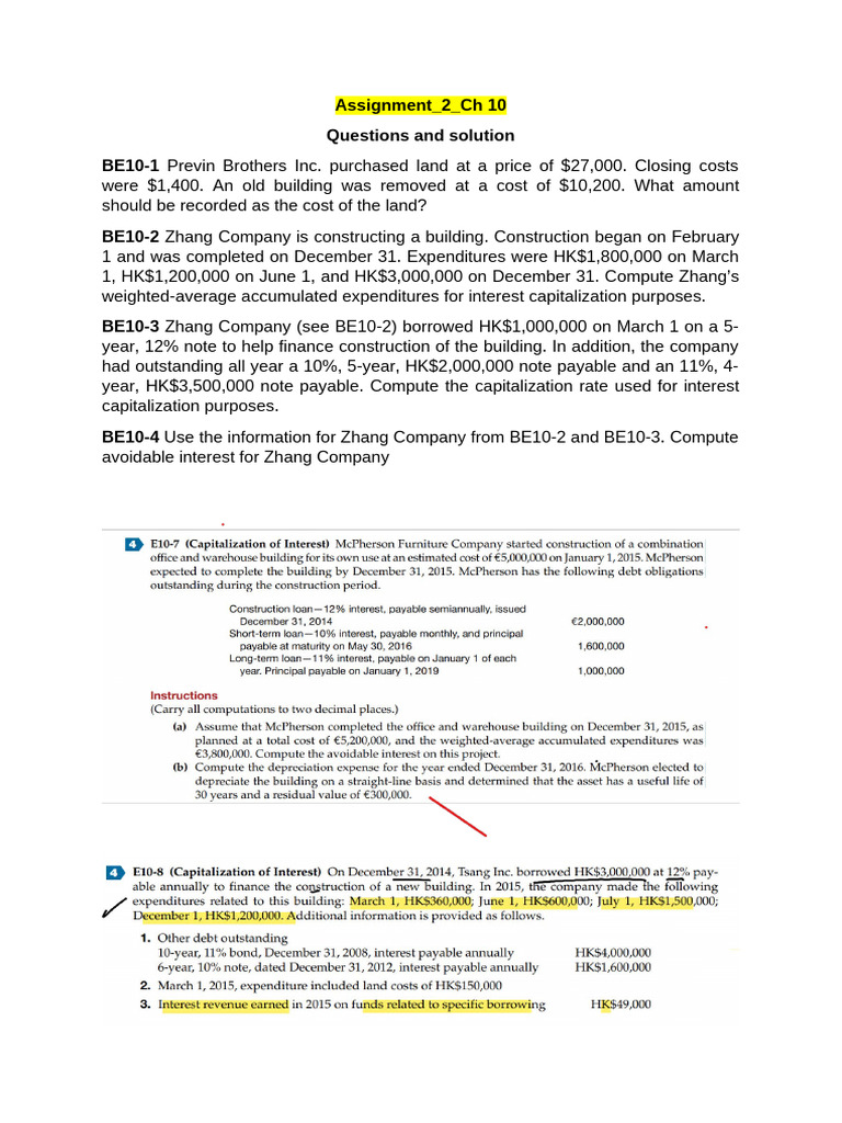 Assignment_Ch 10 | PDF | Book Value | Depreciation