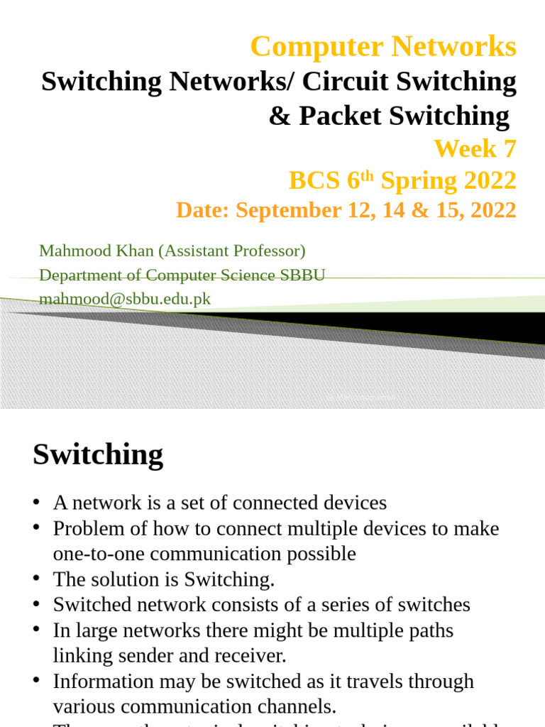 Computer Networks Week 7 | PDF | Computer Network | Packet Switching