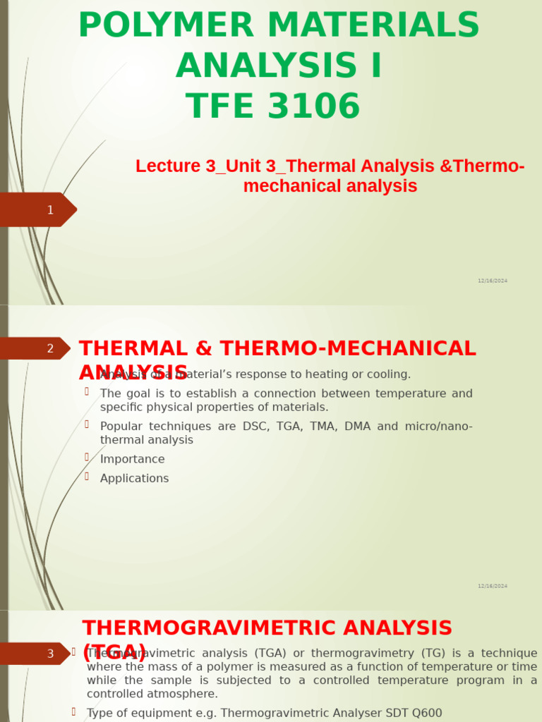 Lecture 3 - Unit 3 - Thermal & Thermomechanical Analysis | PDF ...