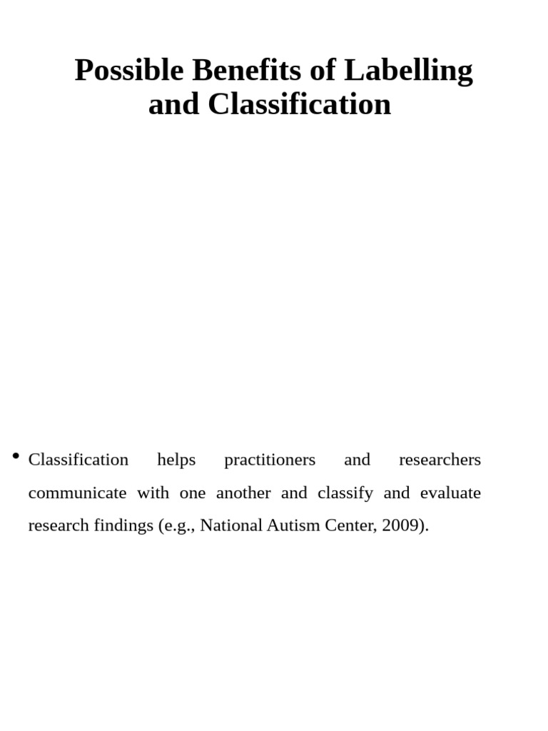 Possible Benefits of Labelling and Classification | PDF