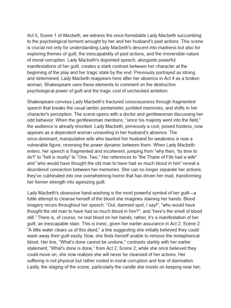 Act 5, Scene 1 | PDF | Guilt (Emotion)