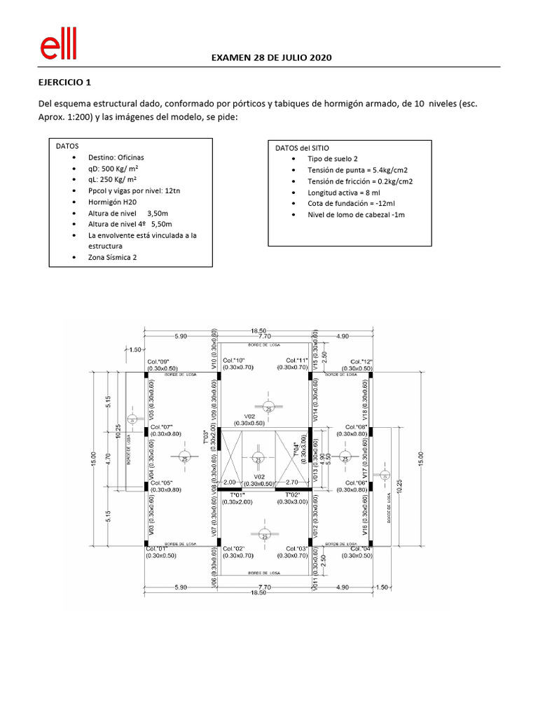 Examen Final Estru 3 | PDF | Ingeniería estructural | Ingeniería de Edificación
