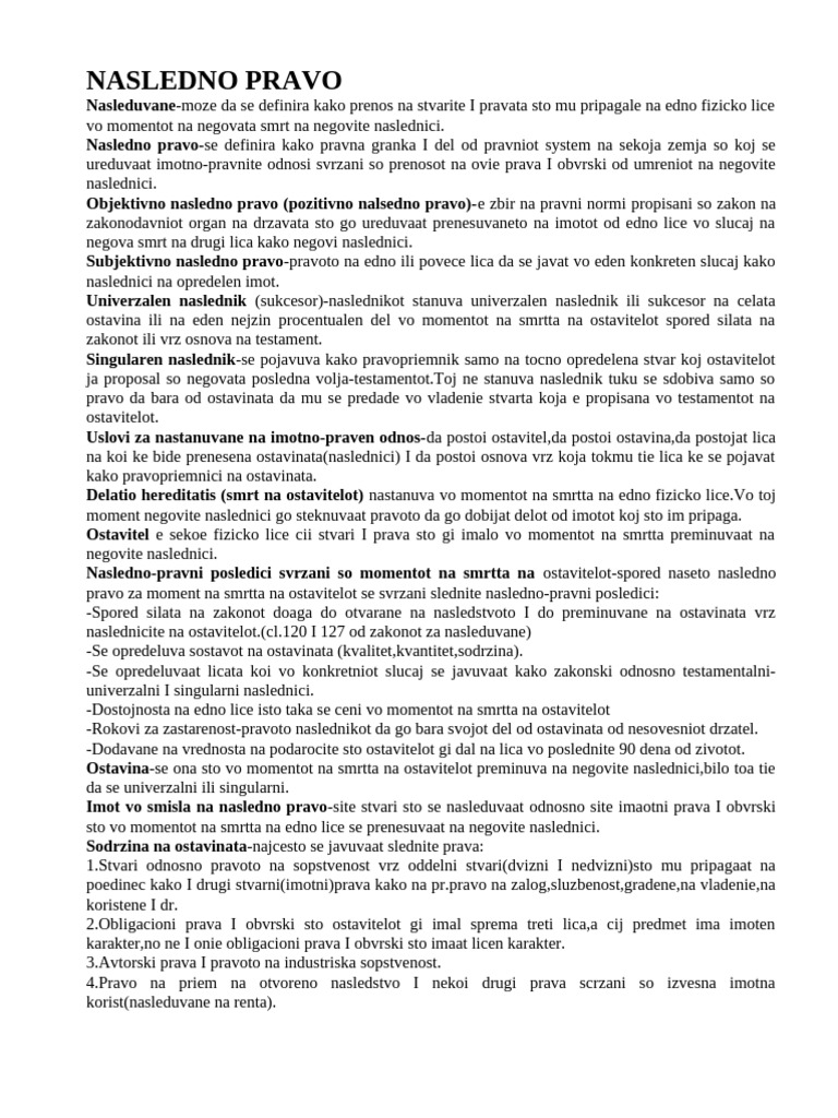 Nasledno Pravo Prasanja 2 | PDF