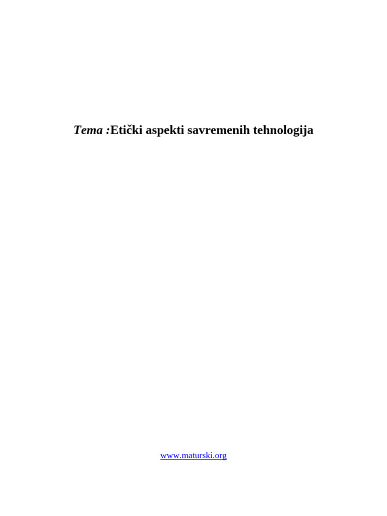 Eticki Aspekti Savremenih Tehnologija | PDF