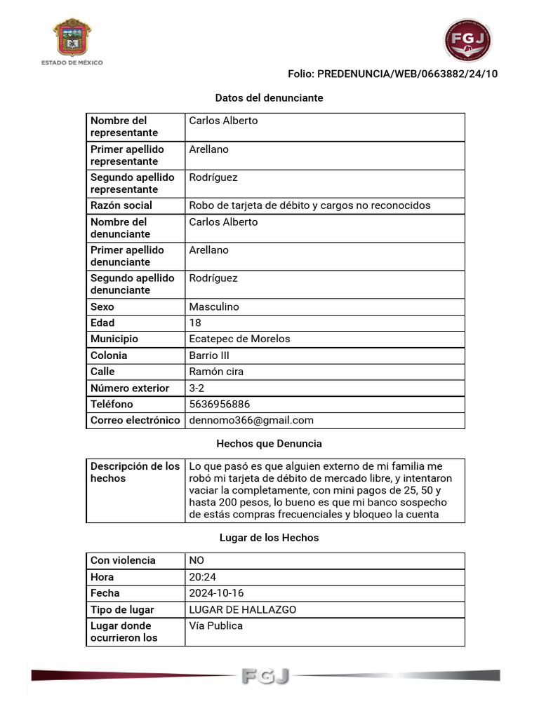 Predenuncia Web 0663882 24 10 | PDF