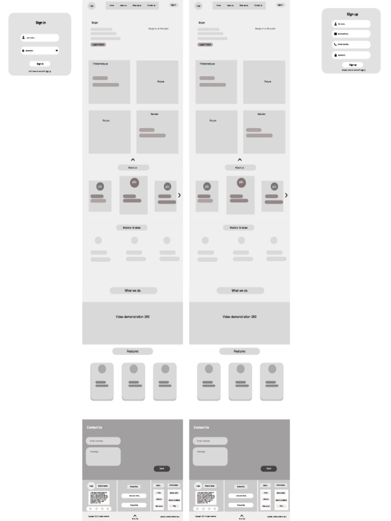 WireFrame Landing Page | PDF | Computing