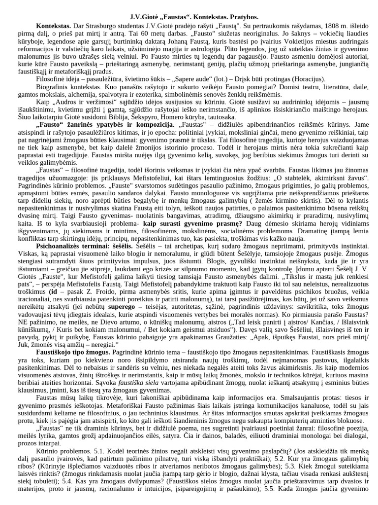 Gete. Faustas. Pratybos. Kontekstas | PDF