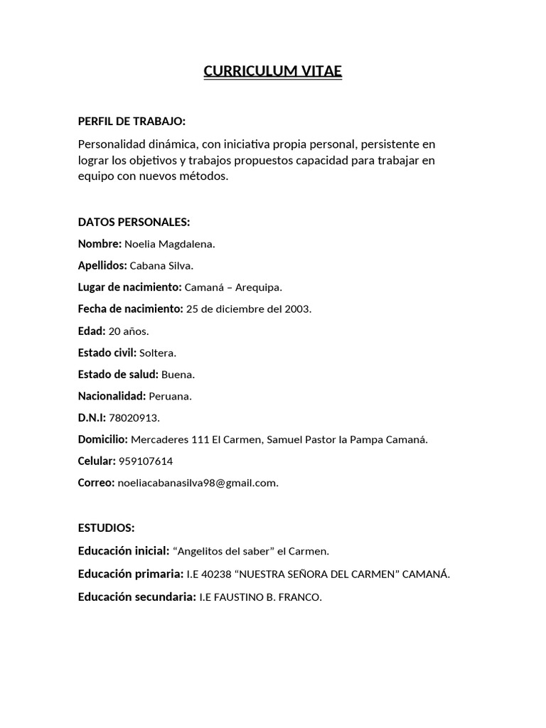 Curriculum Vitae.docx Noelia (1) | PDF