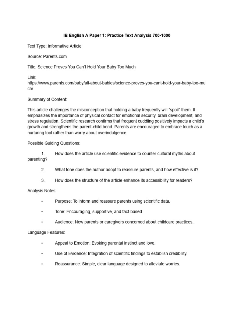 Paper 1 English A Sample | PDF