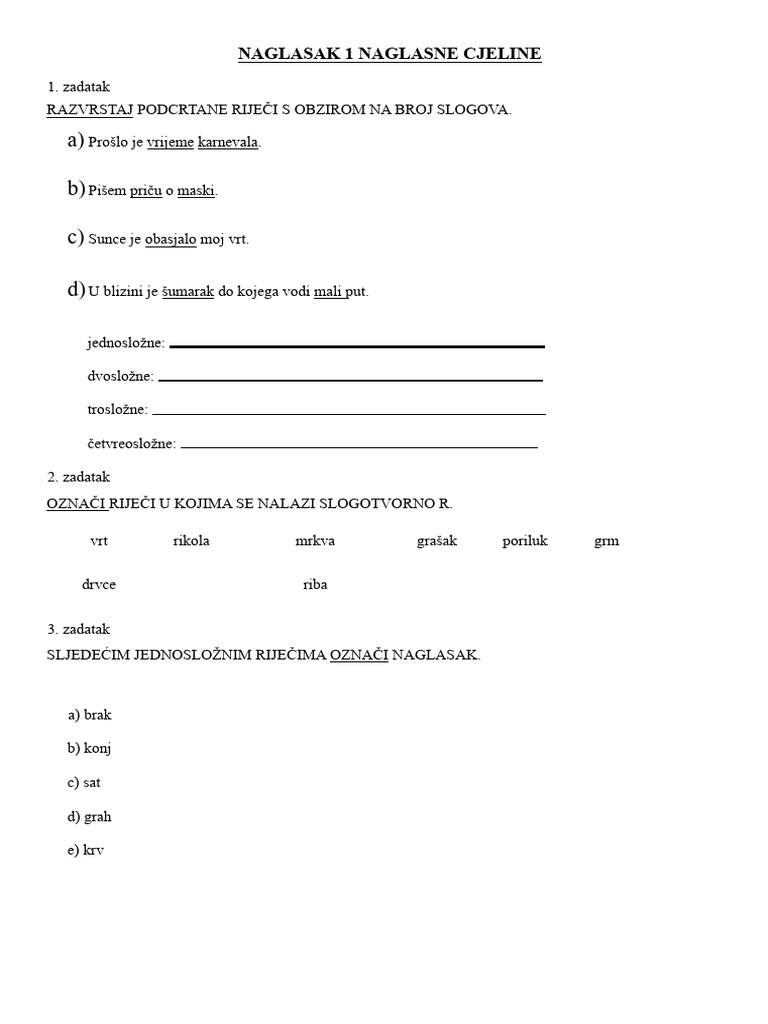 Naglasak Vjezba | PDF