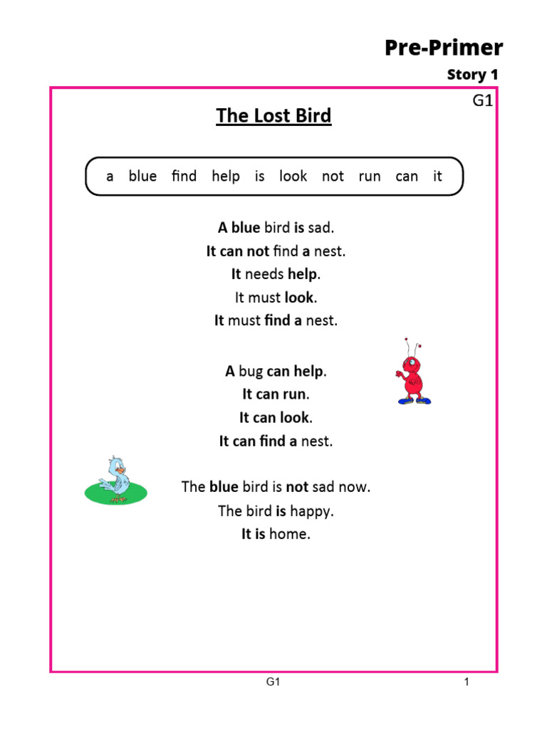 Lost Bird: Pre-Primer Reading Passage | PDF