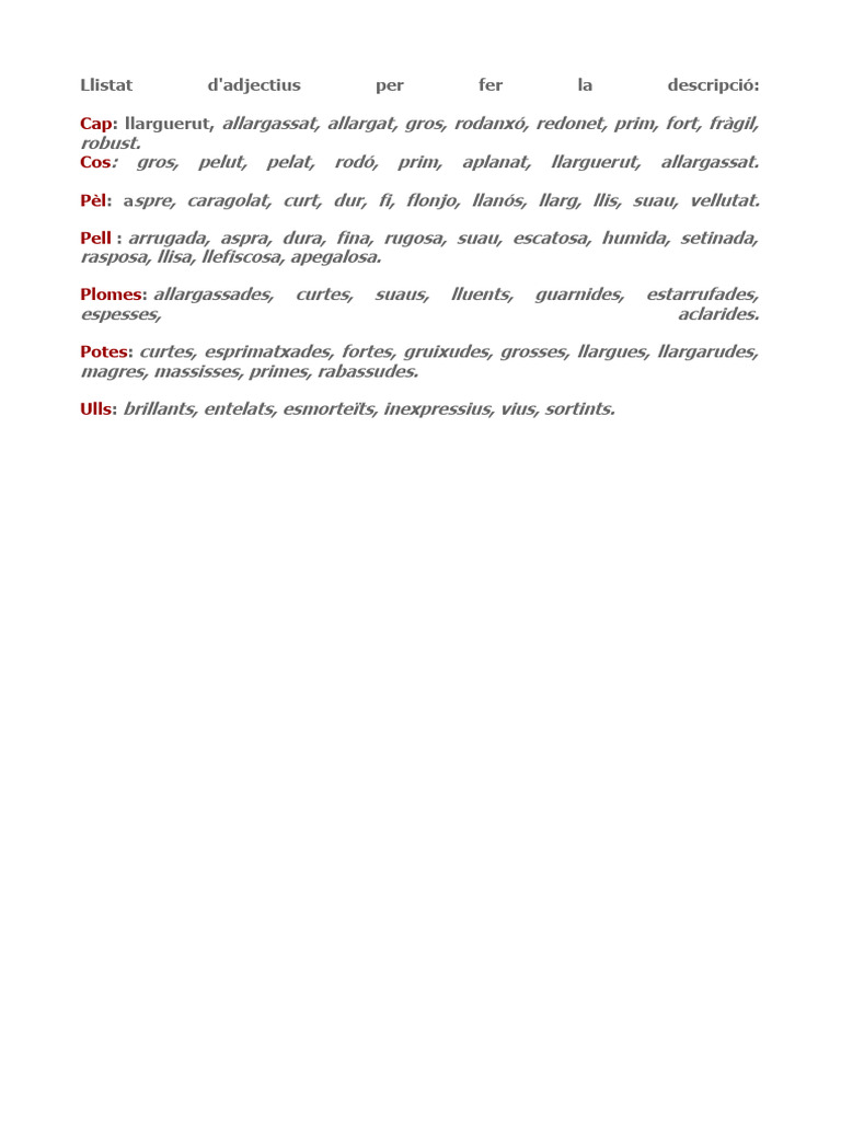 Adjectius Mascotes | PDF