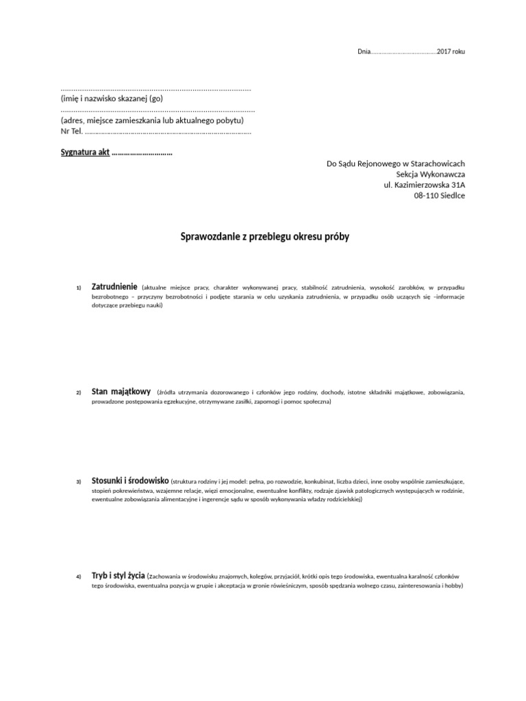 Sprawozdanie Z Przebiegu Okresu PR by | PDF